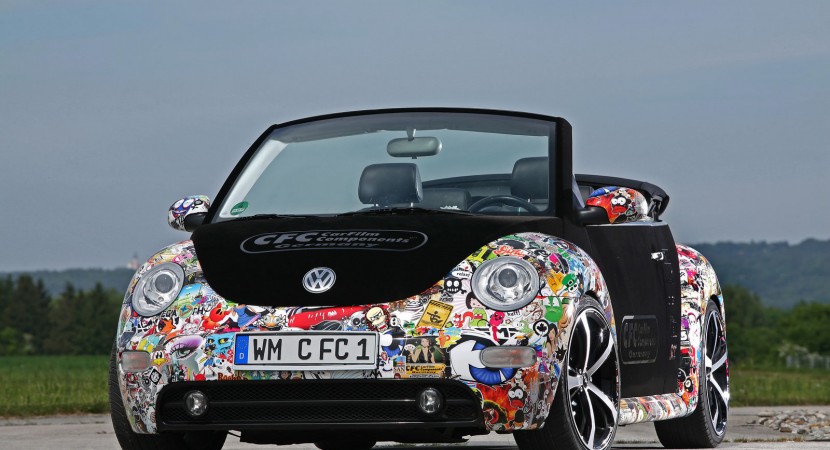 VW Beetle Convertible gets wrapped in art - Automotorblog